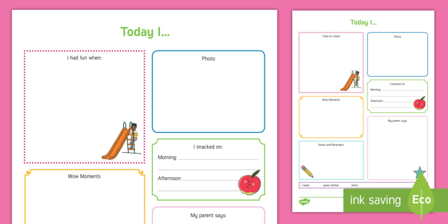 Today I... Daily Diary for Preschoolers Record