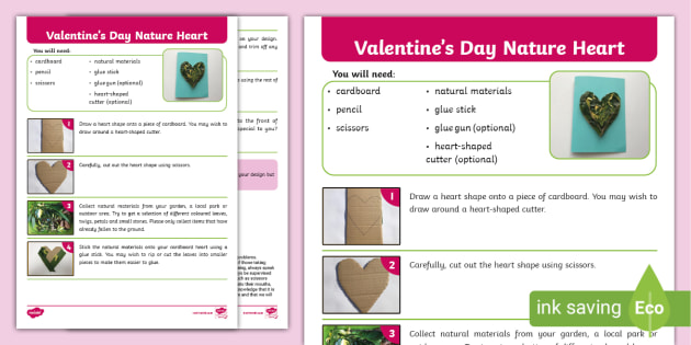 Valentine's Day Nature Heart Craft Activity - Twinkl