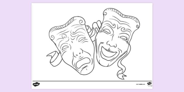 Mask Colouring Page | Colouring Sheets (teacher made)