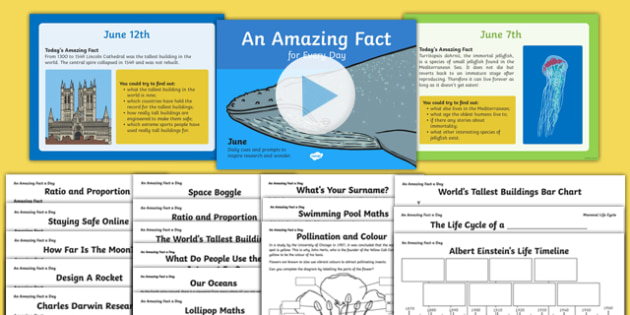 An Amazing Fact a Day June PowerPoint and Worksheet / Worksheets Pack