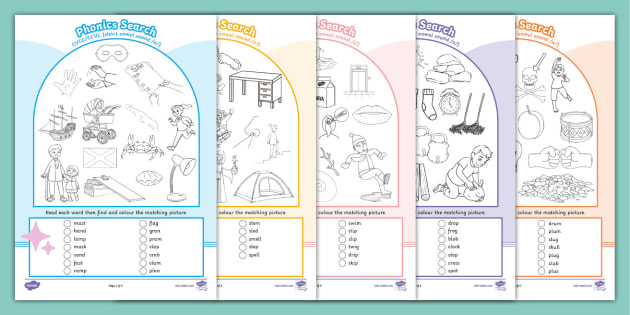 CVCC/CCVC Word Phonics Search Activity Sheets (teacher made)