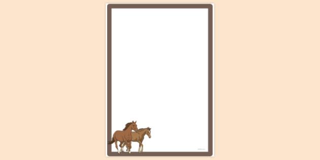 Simple Blank Horses Page Border | Page Borders | Twinkl