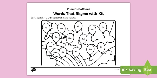 Phonics Balloons - Words that Rhyme with Kit (teacher made)