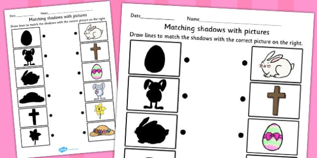 Easter Themed Shadow Matching Worksheet (teacher made)