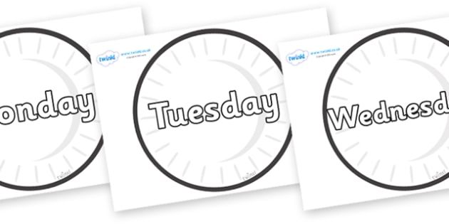 FREE! - Days of the Week on Circles (Plain) (teacher made)