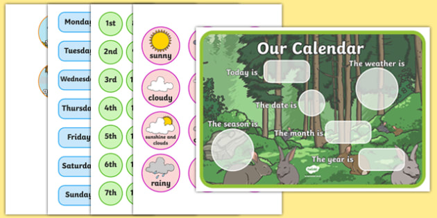 Woodland Rabbit Themed Display Calendar (teacher made)