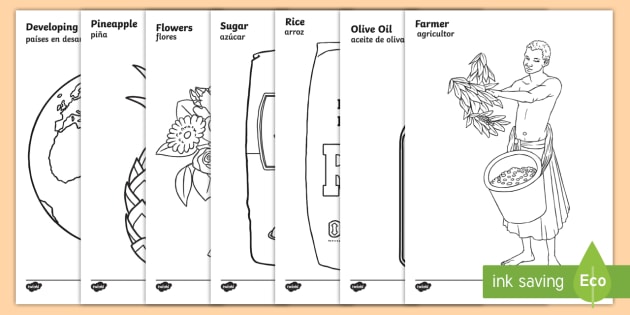 Fairtrade Colouring Pages English/Spanish - Fairtrade Colouring Sheets