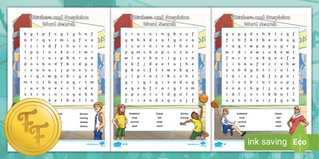 Sneakers and Suspicion Word Search (teacher made)