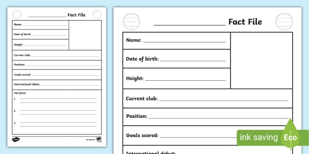 Footballer Fact File Template (teacher made)