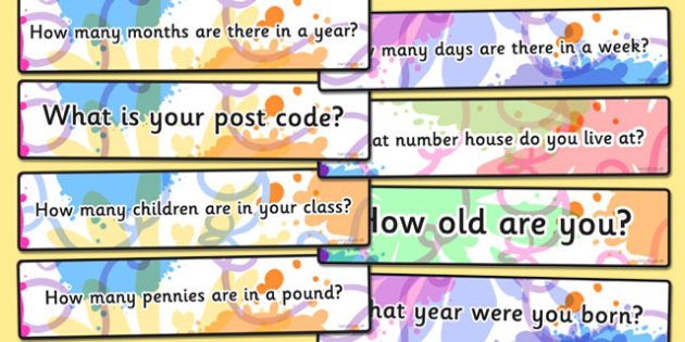 Number Question Cards (teacher made)