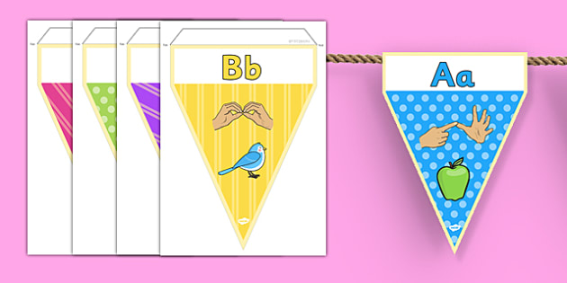 Sign Language Alphabet Image Display Bunting - display