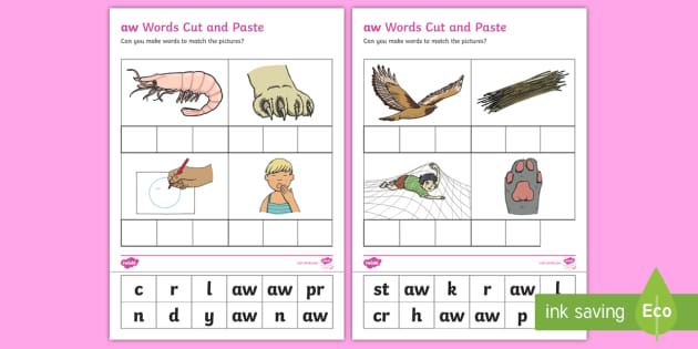 * NEW * 'aw' Cut and Stick Worksheet