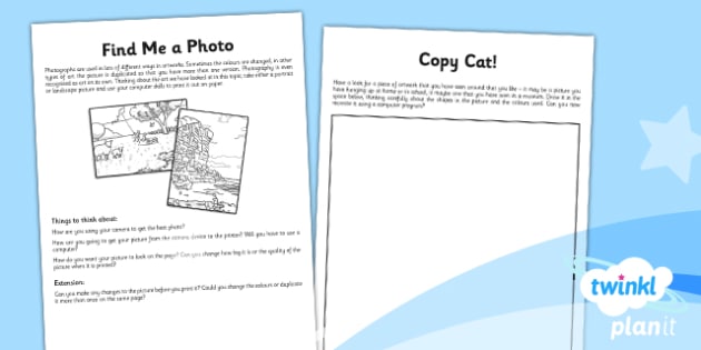 Computing: Computer Art Year 2 Unit Home Learning Tasks