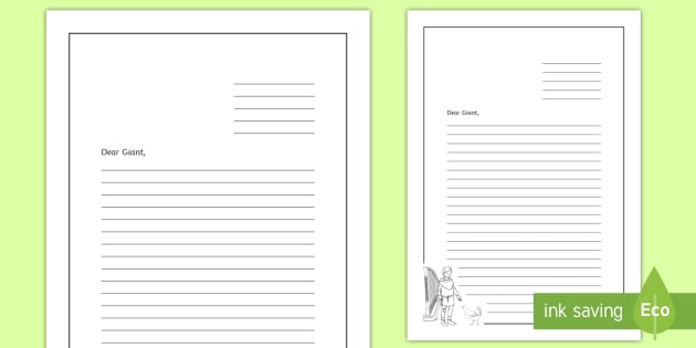 Jack and Beanstalk Letter to the Giant From Jack Writing Frame