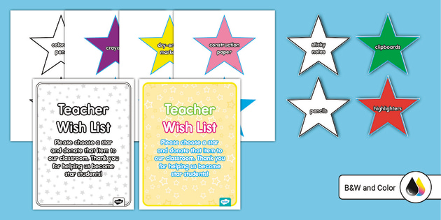 Teacher Wish List: Choose and Donate Stars (teacher made)