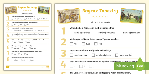 Bayeux Tapestry Quiz (teacher made)