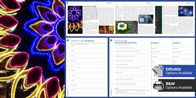 Festivals of Light Differentiated Reading Comprehension