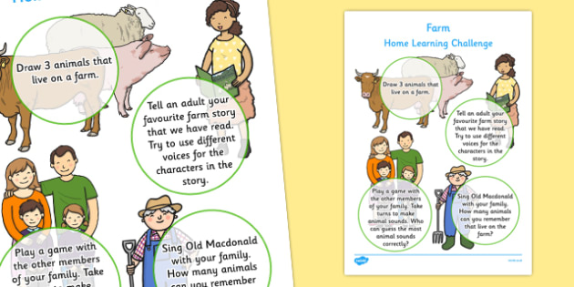 Farm Home Learning Challenge Sheet Nursery FS1