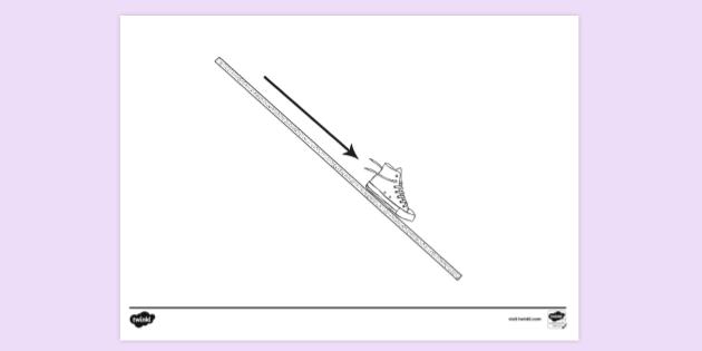 FREE! - Shoe Sliding Down Ramp Colouring Sheet | Colouring Sheets
