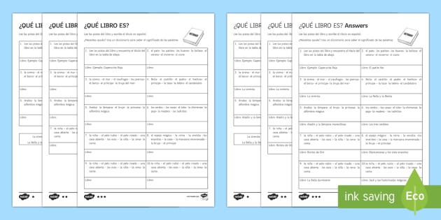 Guess the Book Differentiated Reading Comprehension Activity Spanish