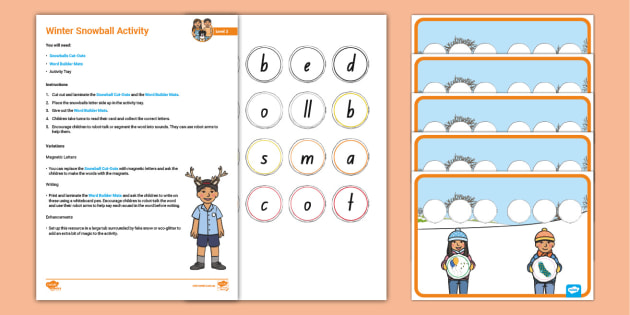 Phonics Level 2 Winter Snowball CVC Snowballs