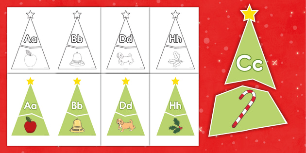 Christmas Trees Beginning Sounds Matching Cards | Phonics