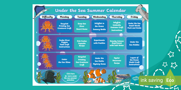 Under the Sea Summer Calendar (teacher made)