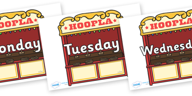 FREE! - Days of the Week on Hoopla Stands (Teacher-Made)