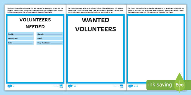 Catholic Volunteers Wanted Poster Template Worksheets