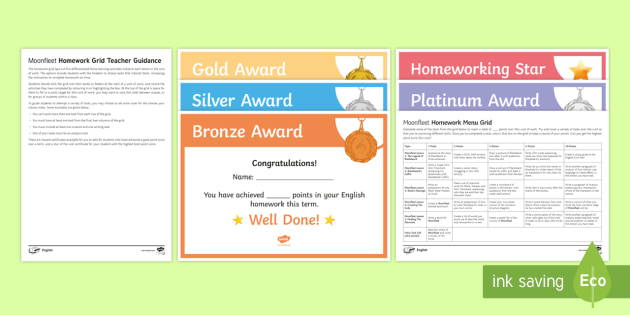 'Moonfleet' Homework Grid Resource Pack (teacher made)