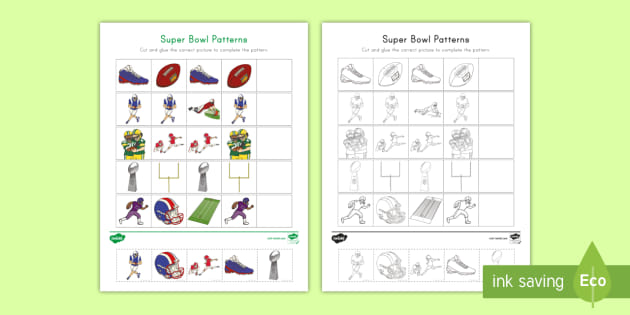 Super Bowl Jersey Complete the Pattern Activity