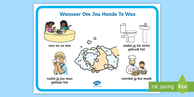 Wanneer Om Jou Hande te Was Vertoon Teken (teacher made)