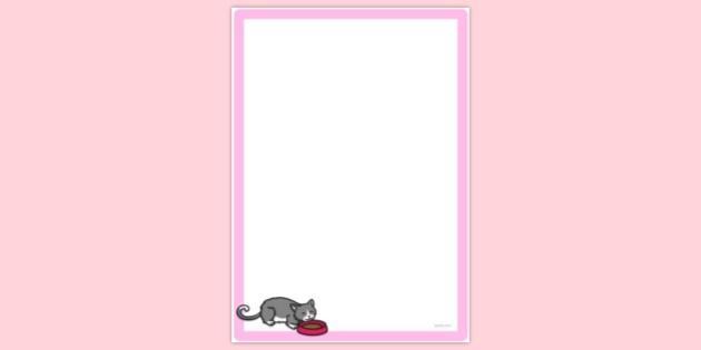FREE! - Simple Blank Cat Eating from Bowl Page Border