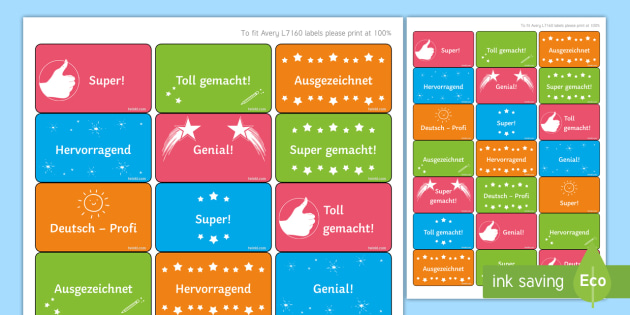 German Lessons Reward Stickers (teacher made)