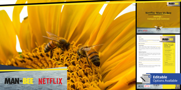 Man Vs Bee: Settings - Compare and Contrast (teacher made)