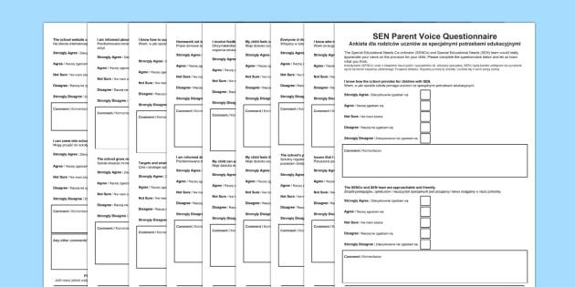 SEN Parents Questionnaire Editable Proforma English/Polish