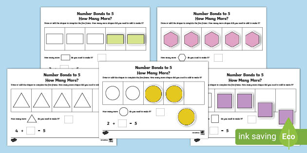 👉 Number Bonds to 5 How Many More? Activity