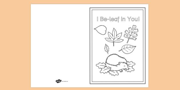 Autumn Leaves Card Colouring Activity (teacher made)