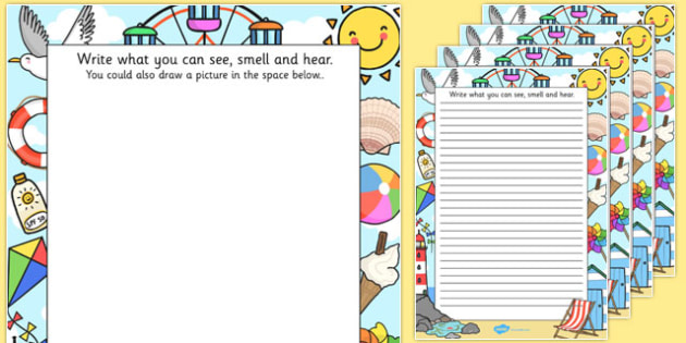 Seaside Trip Senses Writing Frames - seaside, trip, senses
