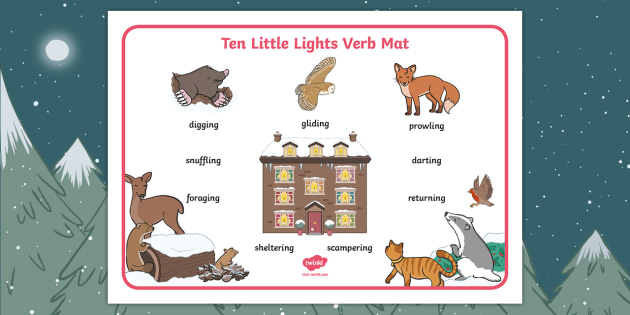 Ten Little Lights Verb Word Mat (teacher made)