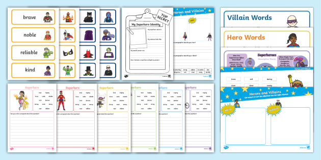 Heroes and Villains Descriptive Writing Activity Pack