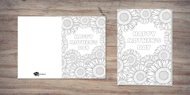 Sunflower Mother's Day Colouring Card | Twinkl Party