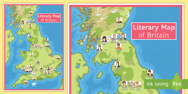 GCSE Literary Map of Britain A2 Display Poster