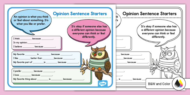Opinion Sentence Starters