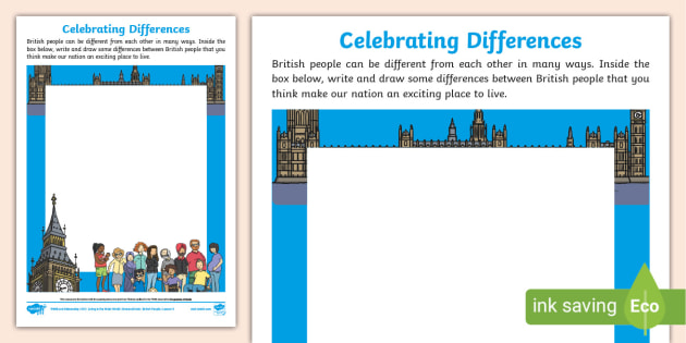 KS1 Celebrating Differences Activity Sheet - PSHE Resources