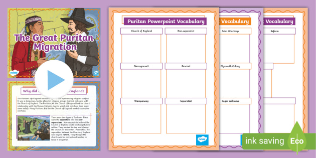 All About the Puritans PowerPoint - Grades 4-6