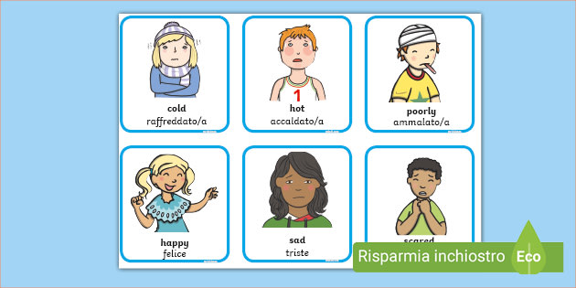 Feelings and Emotions Cards English/Italian