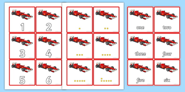 Racing Car Sorting Cards (teacher made)