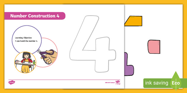 I Can Build The Number 4 Craft (teacher made)