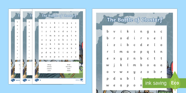 The Battle of Clontarf Differentiated Word Search-Irish